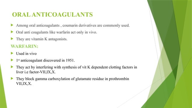 Anticoagulants and its classification slideshare | PPTX | Blood ...