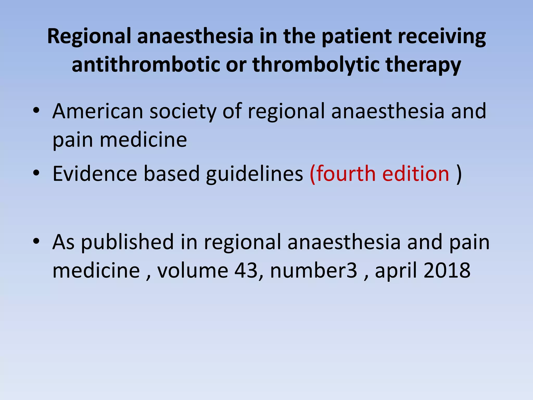 Anticoagulants, antiplatelet drugs and anesthesia | PPTX