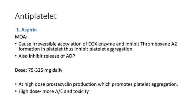 Pharmacology of Anticoagulants, antiplatelets | PPTX