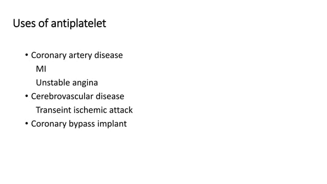 Pharmacology of Anticoagulants, antiplatelets | PPTX