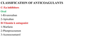 ANTICOAGULANTS BS Nursing pharmacolgy pptx | PPTX