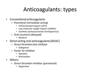 Anticoagulants for medical students post | PDF
