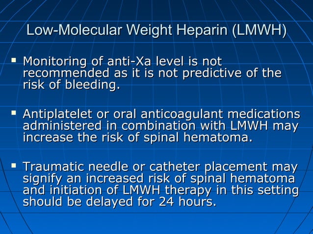 Anticoagulation and Neuraxial Techniques | PPT | Blood Disorders ...