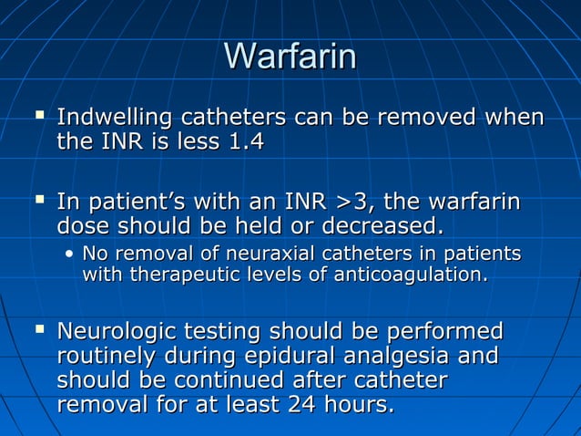 Anticoagulation and Neuraxial Techniques | PPT | Blood Disorders ...