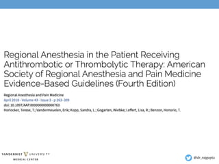 Anticoagulation and Regional Anesthesia | PPTX