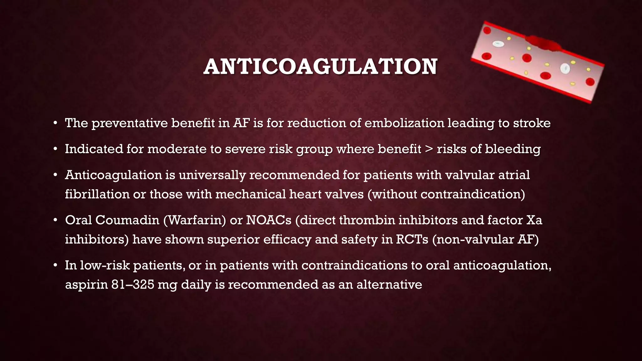 Anticoagulation therapy for atrial fibrillation | PPT