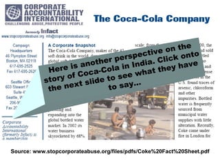 Problems of Globalisation: anti-coke protests in India | PPT