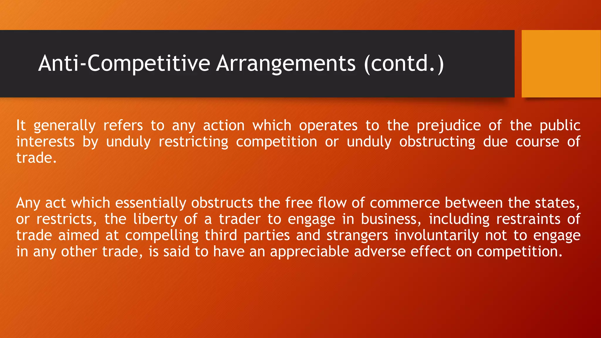 Anti competitive agreements under the competition act | PPTX