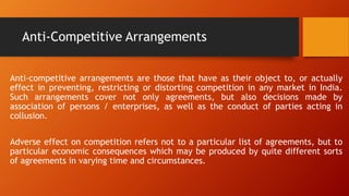 Anti competitive agreements under the competition act | PPTX