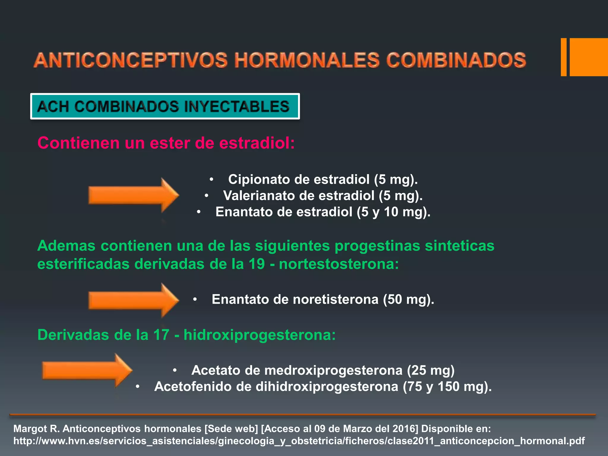 Anticonceptivos hormonales combinados | PPTX | Endocrine and Metabolic ...