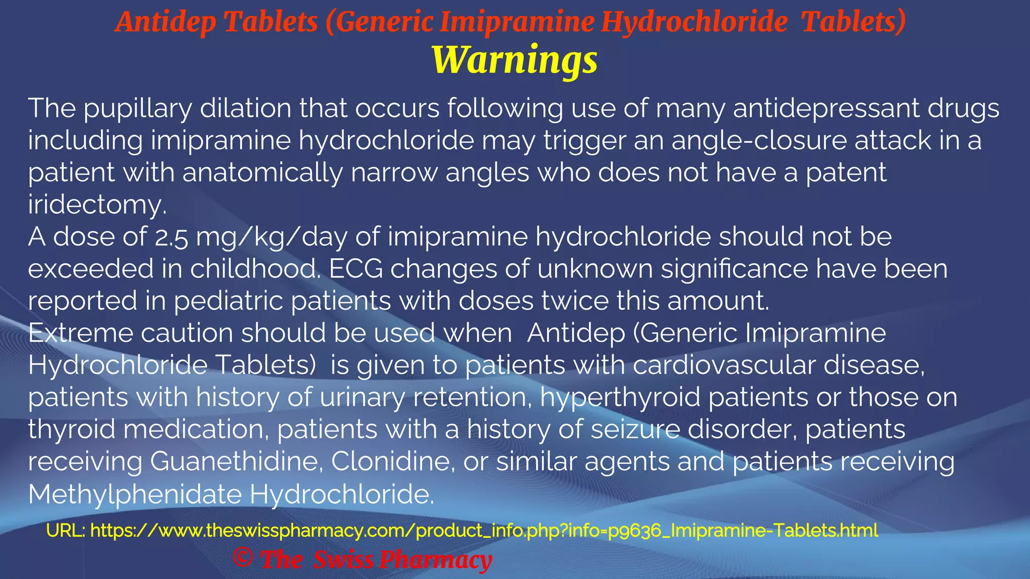 Antidep Tablets (Generic Imipramine Hydrochloride Tablets) | PPT