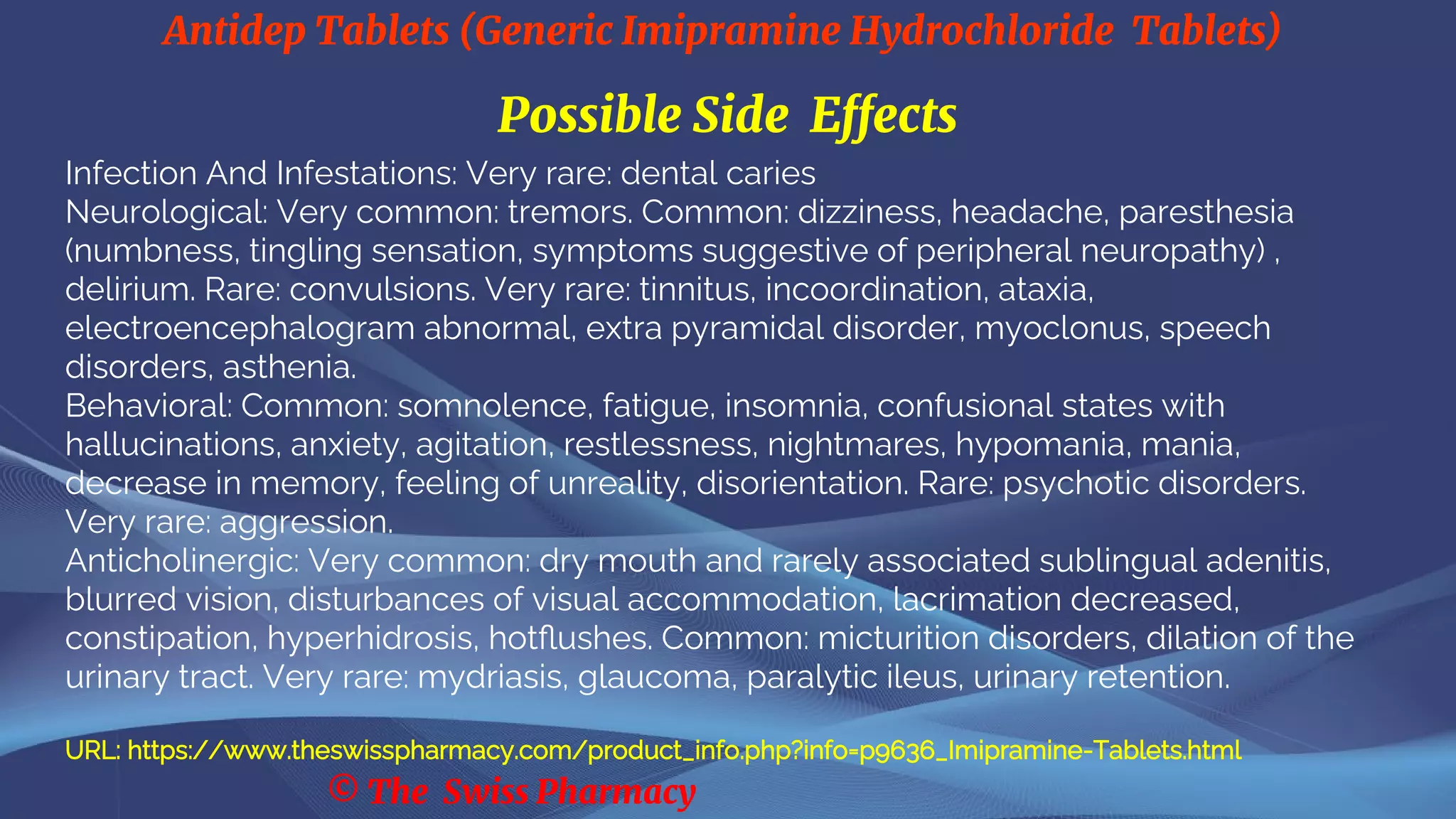 Antidep Tablets (Generic Imipramine Hydrochloride Tablets) | PPT