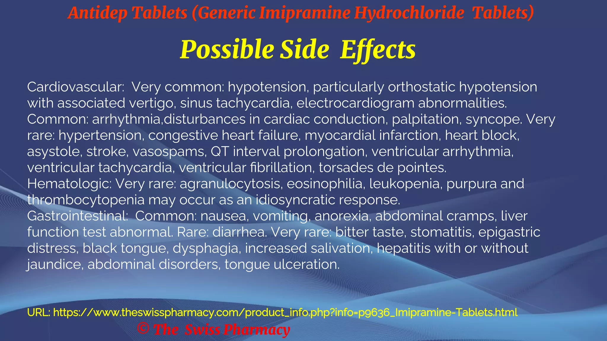 Antidep Tablets (Generic Imipramine Hydrochloride Tablets) | PPT