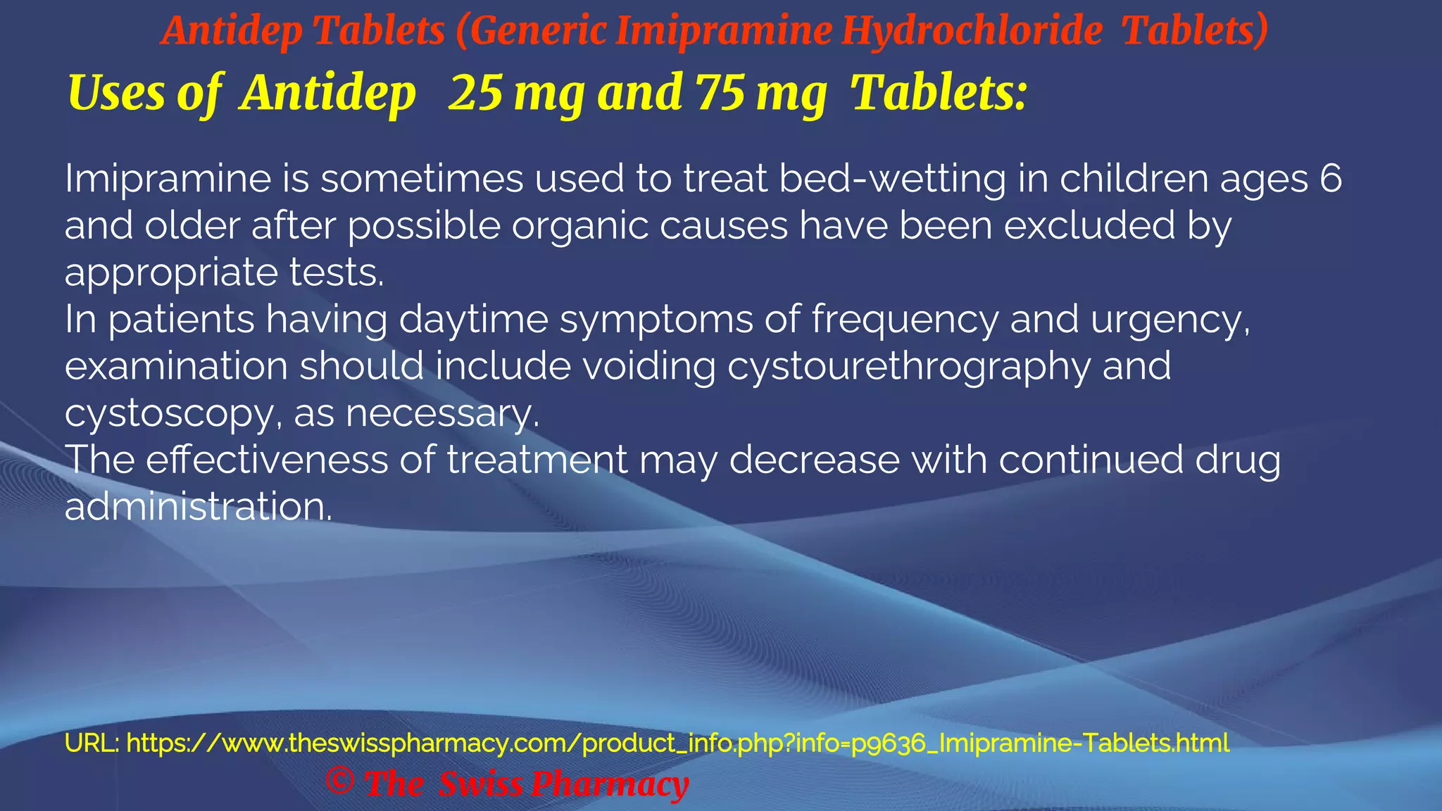 Antidep Tablets (Generic Imipramine Hydrochloride Tablets) | PPT