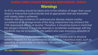 Antidep Tablets (Generic Imipramine Hydrochloride Tablets) | PPT