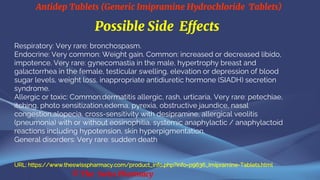 Antidep Tablets (Generic Imipramine Hydrochloride Tablets) | PDF