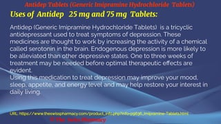 Antidep Tablets (Generic Imipramine Hydrochloride Tablets) | PDF