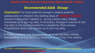 Antidep Tablets (Generic Imipramine Hydrochloride Tablets) | PDF