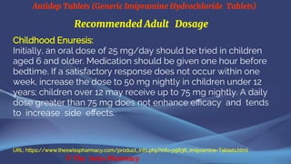 Antidep Tablets (Generic Imipramine Hydrochloride Tablets) | PDF