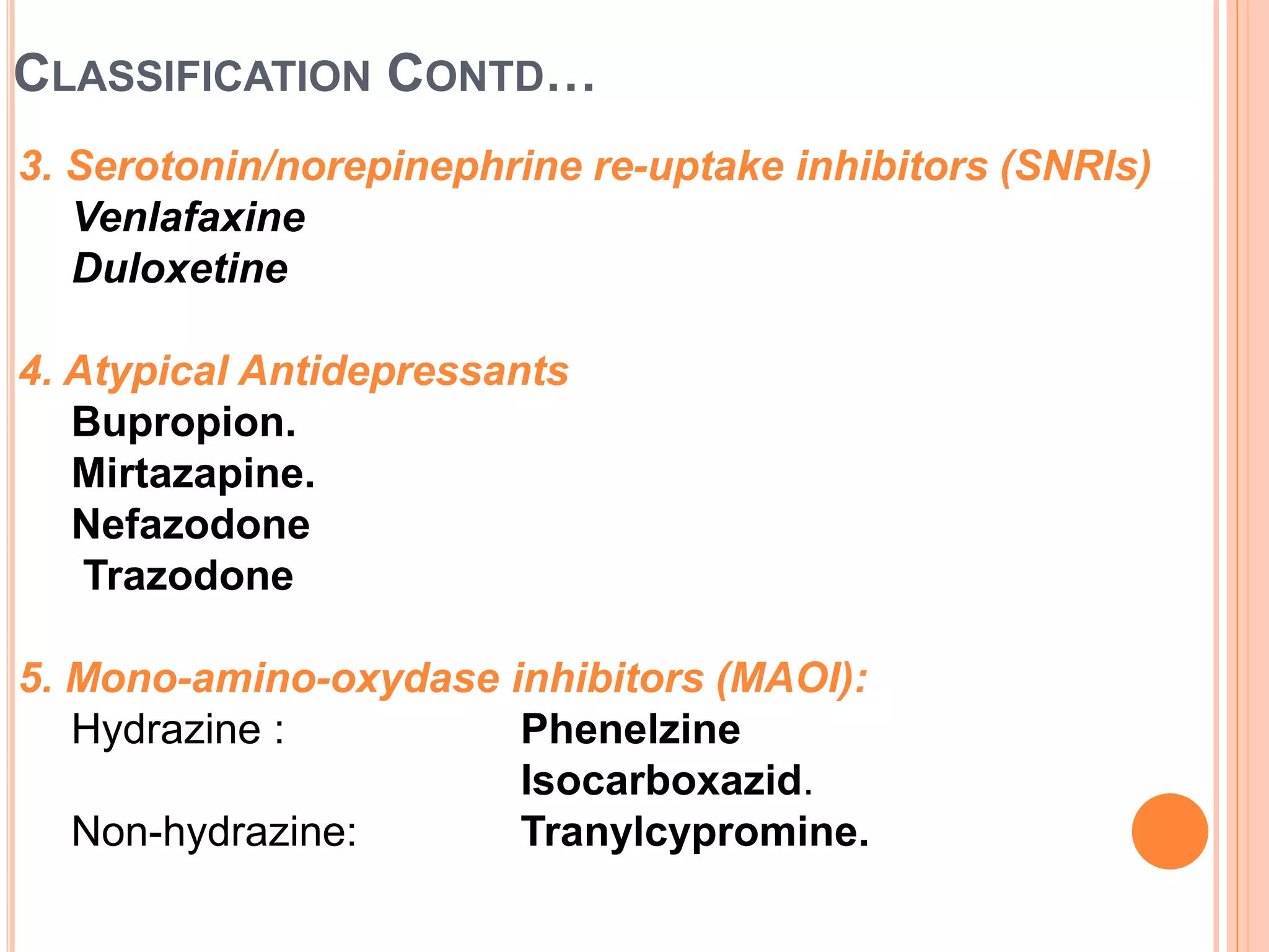 Antidepressants -pharmacology | PPTX