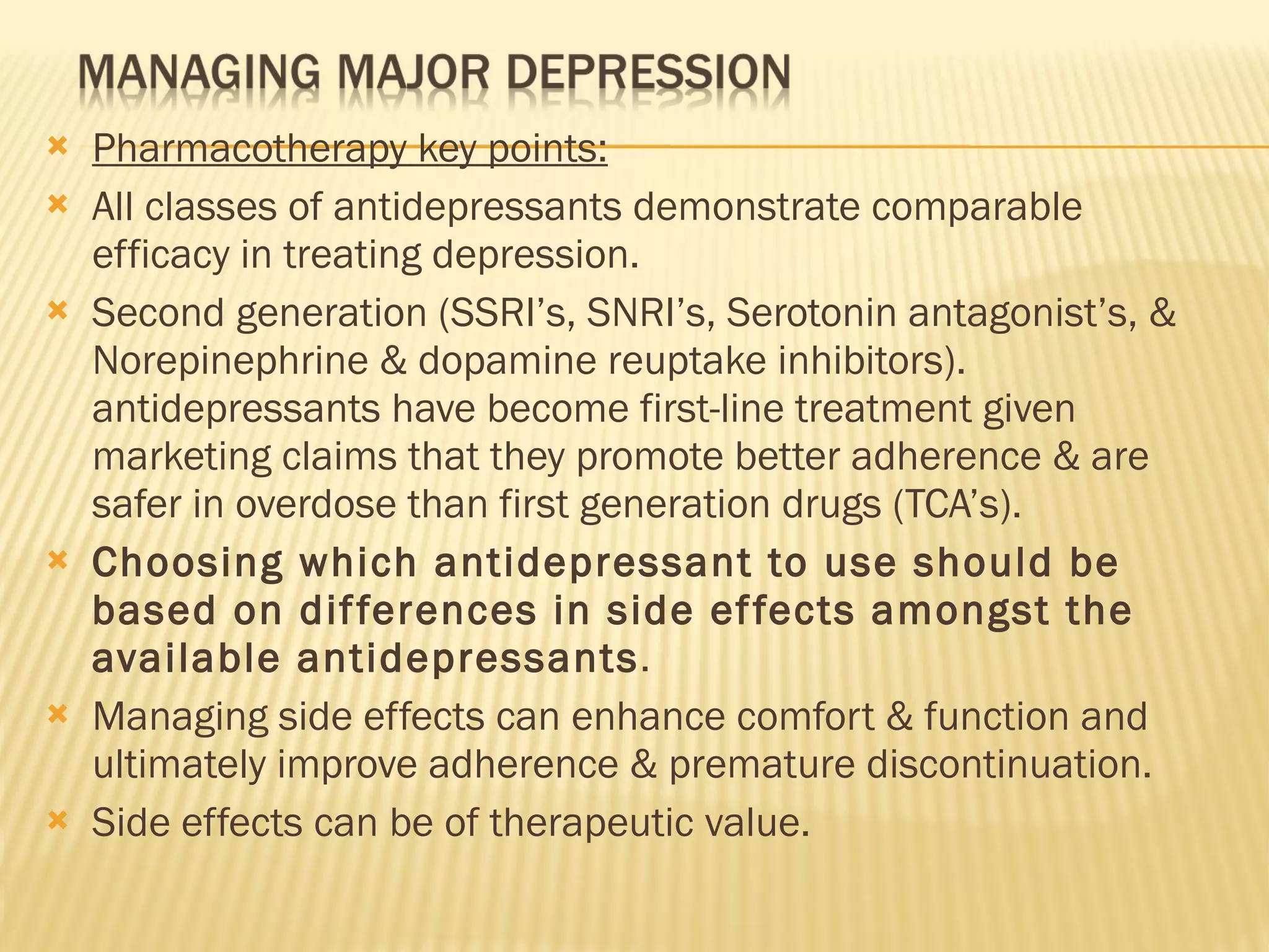 Antidepressants & side effects + serotonin syndrome vs | PPT
