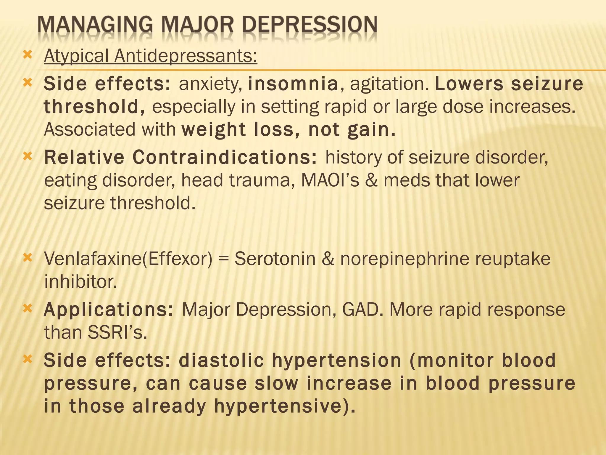 Antidepressants & side effects + serotonin syndrome vs | PPT