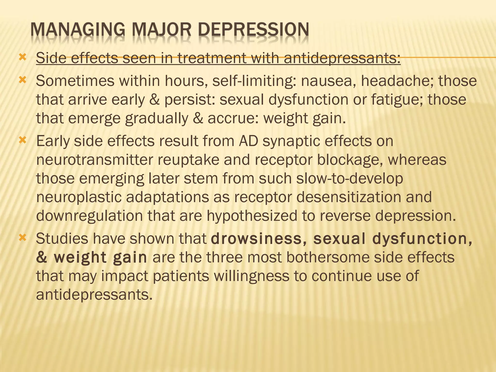 Antidepressants & side effects + serotonin syndrome vs | PPT
