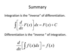 Antiderivatives and indefinite integration2009 | PPT