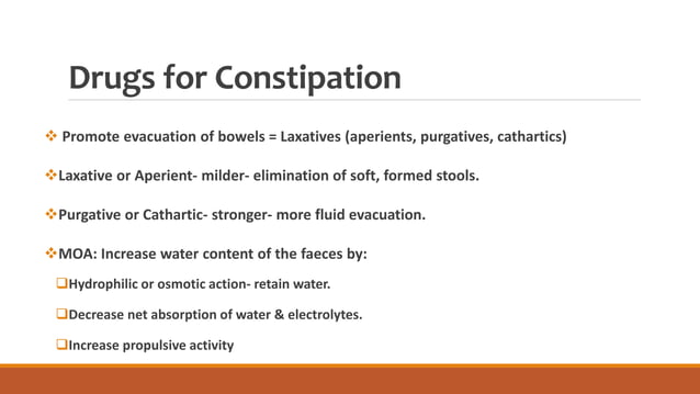 Antidiarrheal agents and Drugs for Constipation ppt - By Dr L V ...