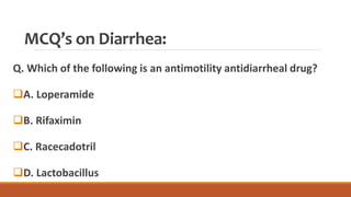 Antidiarrheal agents and Drugs for Constipation ppt - By Dr L V ...