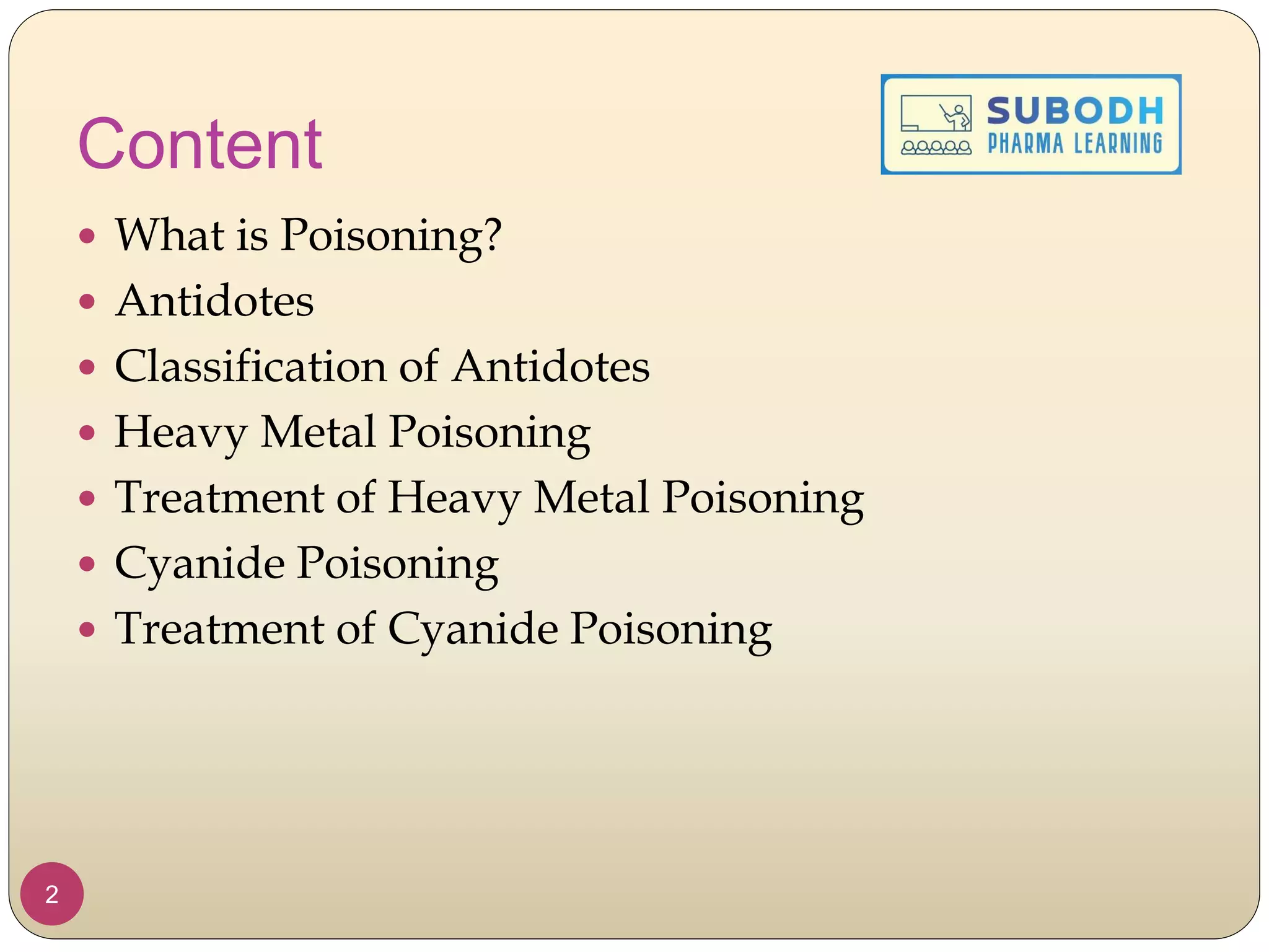 Antidotes in Poisoning | PPTX