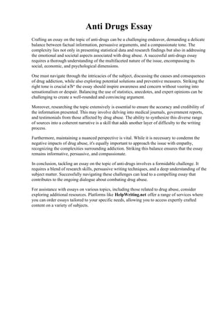 Anti Drugs Essay | PDF