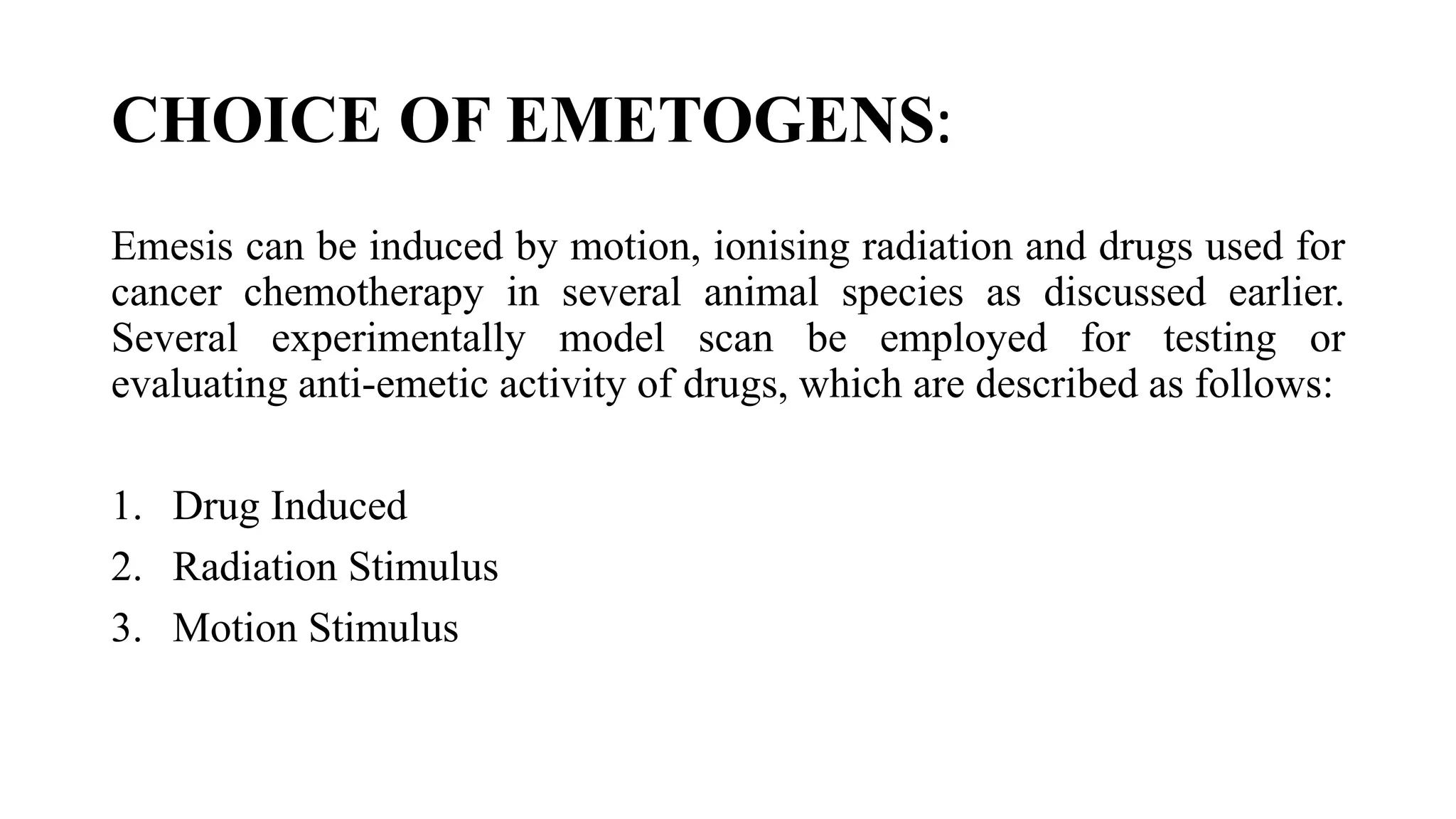 SCREENING OF METHOD EMETIC ANTIEMETICS | PPTX