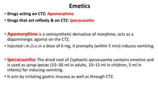 Antiemetics, emetics | PPTX