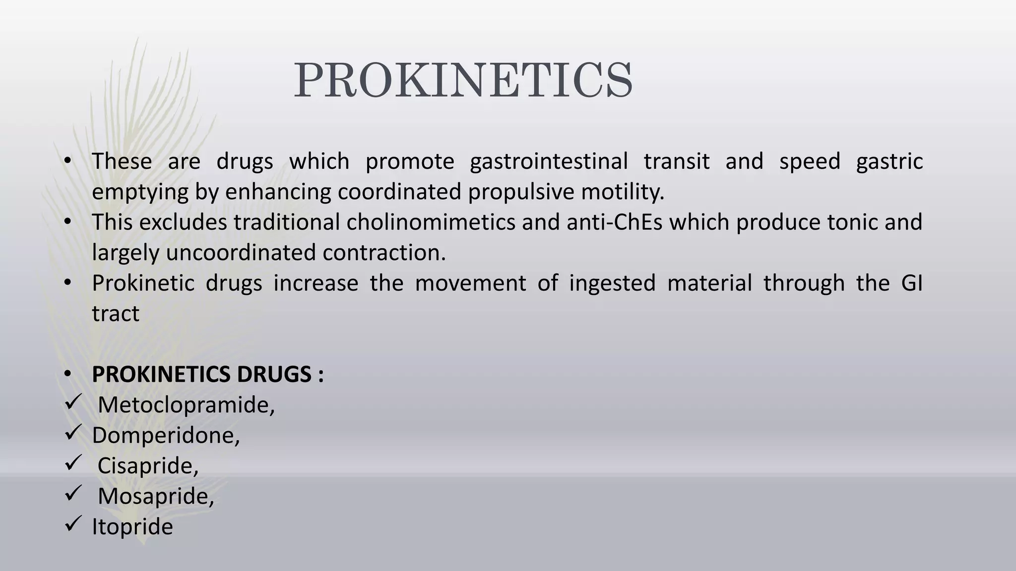 Antiemetics and prokinetics classification with mechansim | PPTX