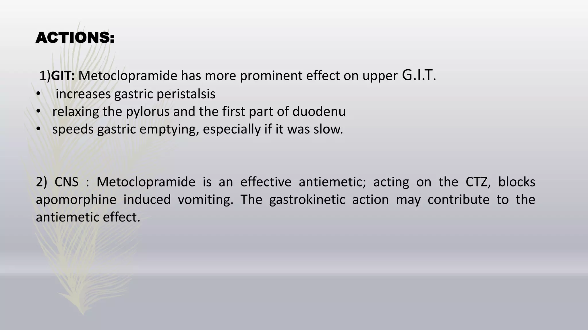 Antiemetics and prokinetics classification with mechansim | PPTX
