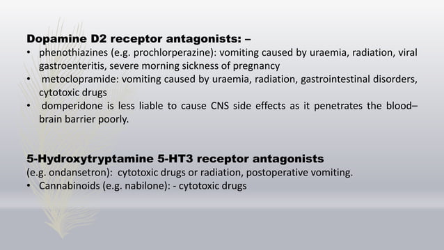Antiemetics and prokinetics classification with mechansim | PPTX ...