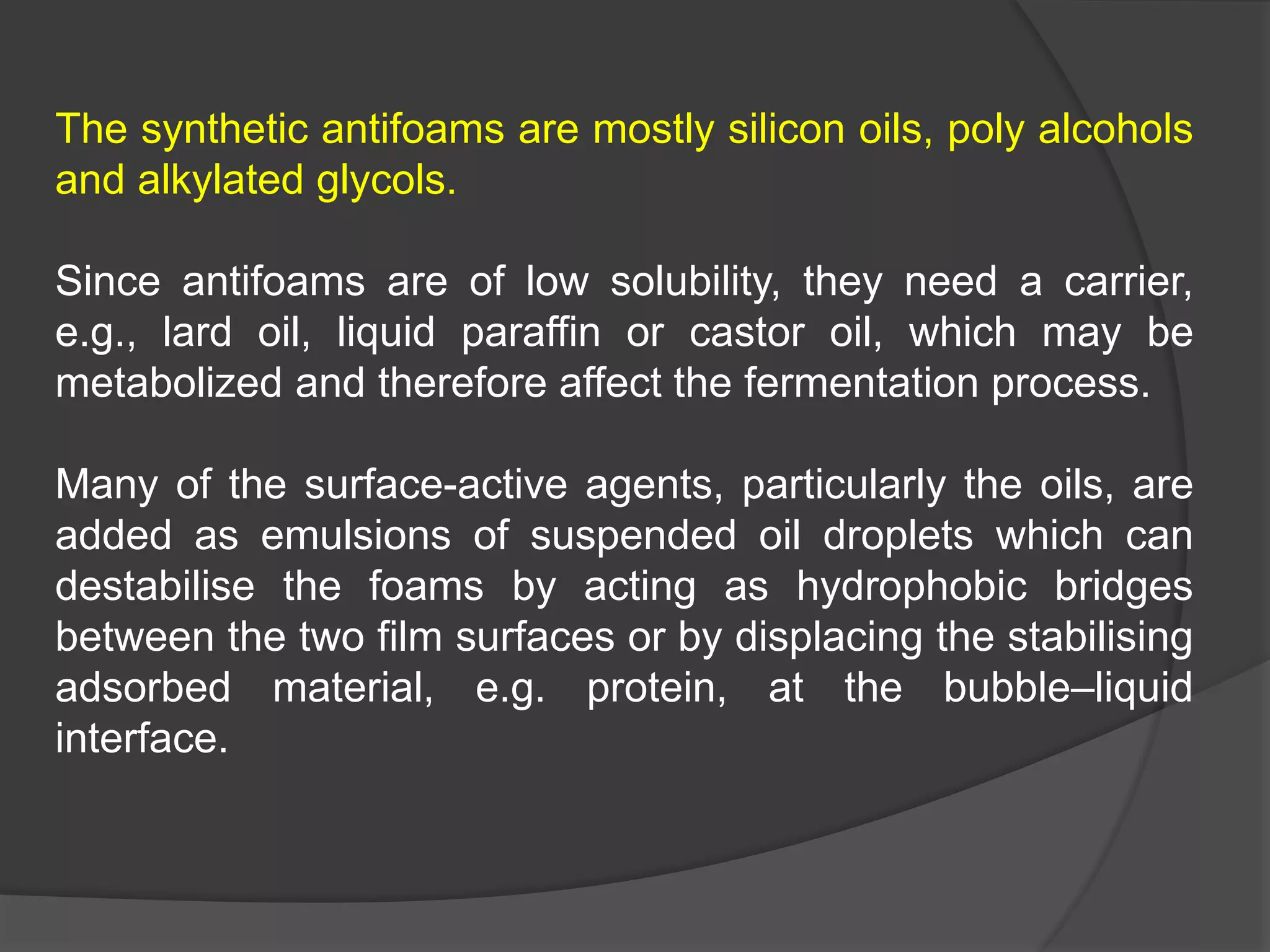 Anti-foaming agents, inducers, precursors and inhibitors in ...