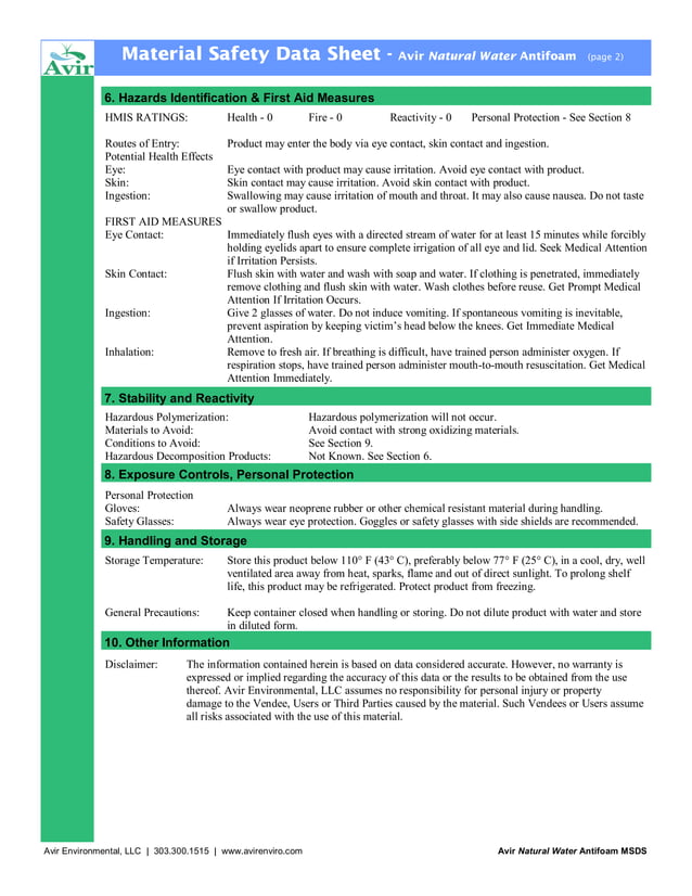 Antifoam msds | PDF