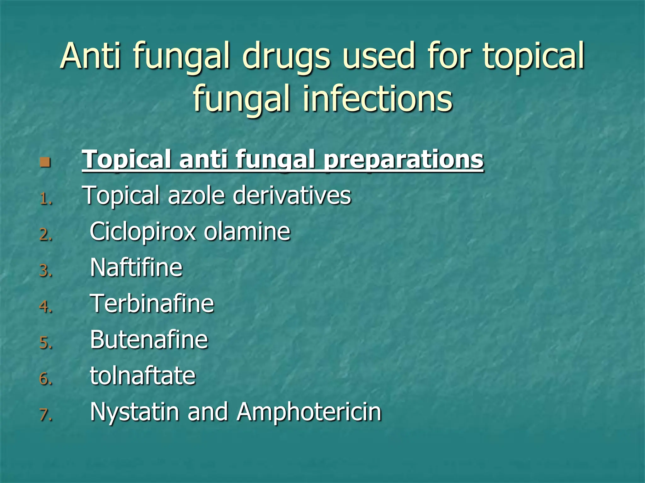 ANTI FUNGAL DRUGS.ppt The ppt contains information about Antifungal ...