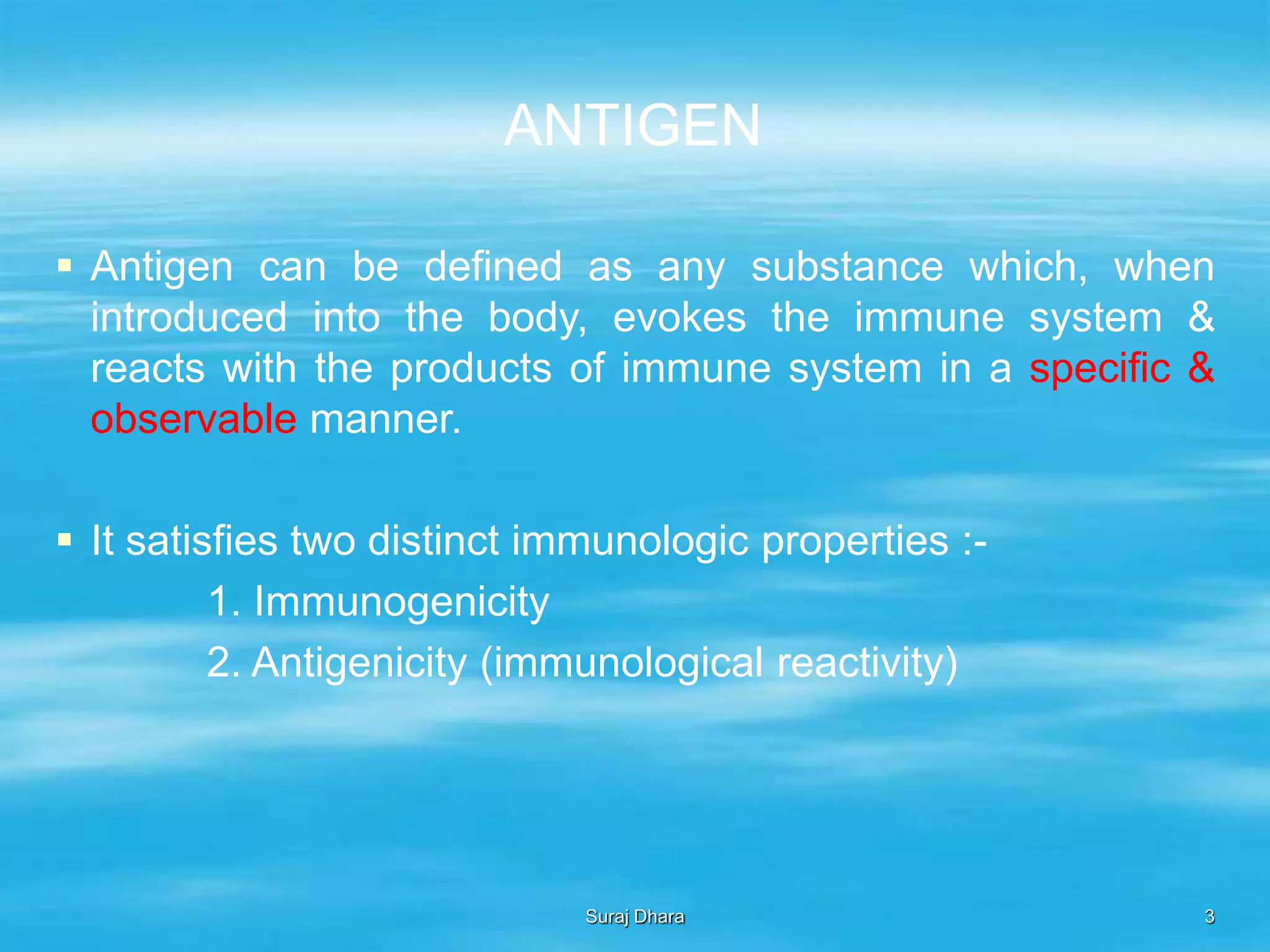 ANTIGEN ( IMMUNOLOGY-1) | PPTX