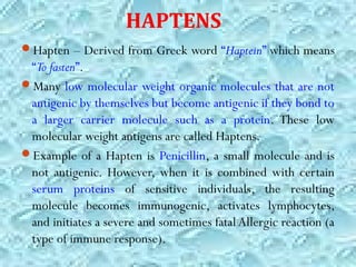 Antigens, Haptens and Adjuvants | PPT