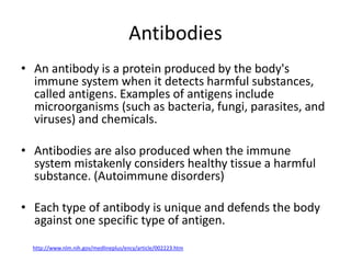 Antigens & antibodies Intro | PPTX