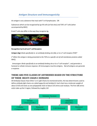 Antigen structure and immunogenicity | PDF