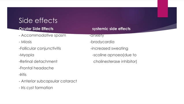 ANTI GLAUCOMA DRUG uses and side effects | PPT