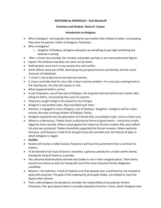 The Story of Antigone by Sophocles by RPC | PDF