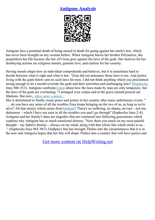 Antigone Analysis Essay | PDF