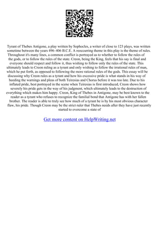 Antigone Analysis Essay | PDF