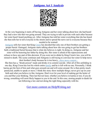 Antigone Analysis Essay | PDF