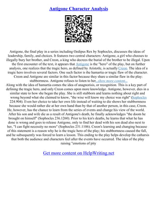 Antigone Analysis Essay | PDF